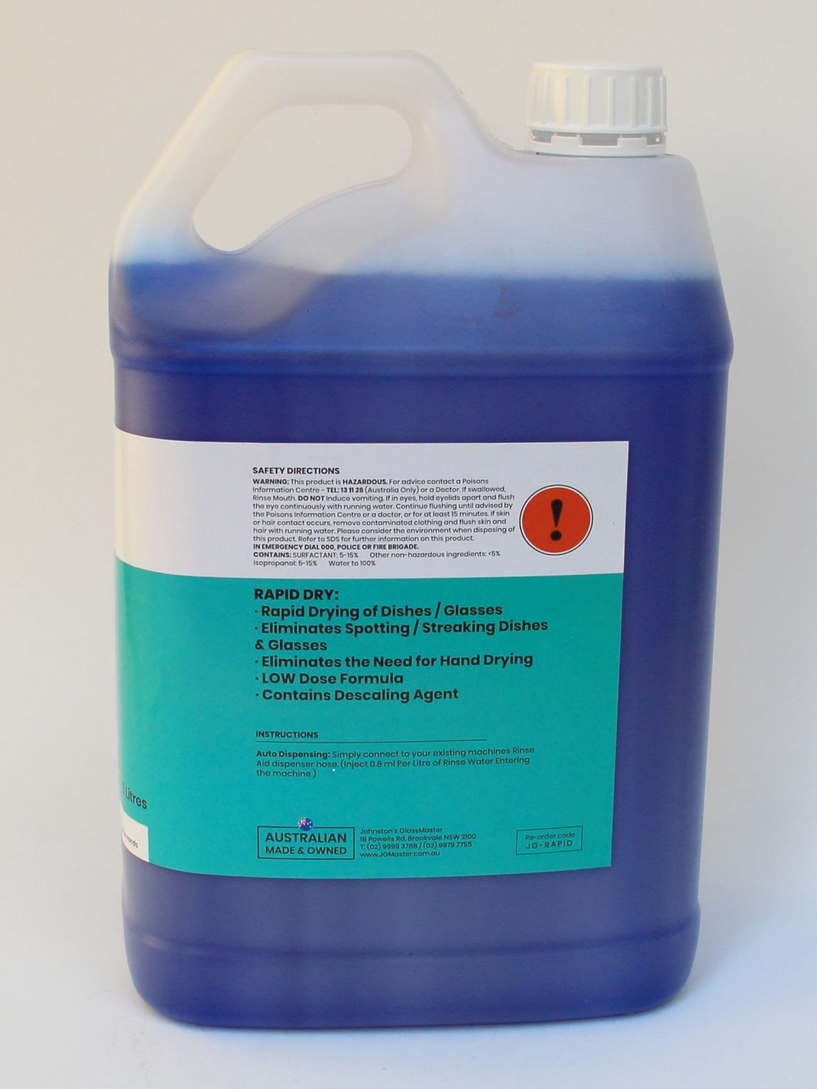 Rapid-Dry Rinse Aid - Johnston's Glassmaster